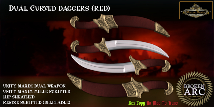 Second Life Marketplace - Dual Curved Daggers - Red (UM v2.5 boxed)